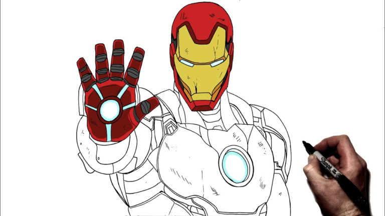 10 easy steps to draw Iron Man Drawing - Easy Drawing