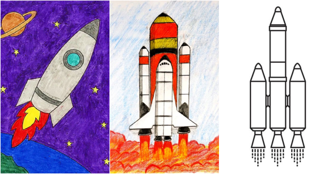 10 easy steps to draw Rocket Drawing - Easy Drawing