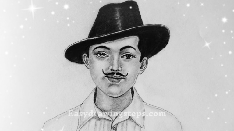 10 easy steps to draw Bhagat Singh Drawing - Easy Drawing
