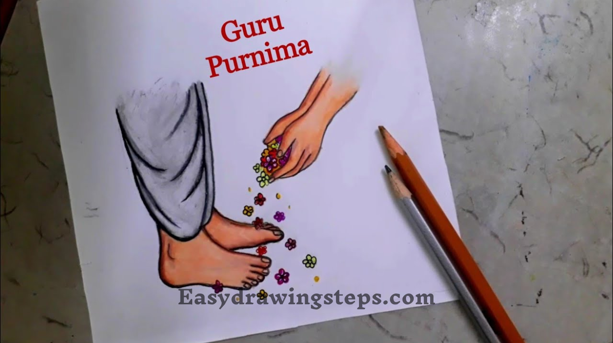 10 easy steps to draw Guru Purnima Drawing - Easy Drawing