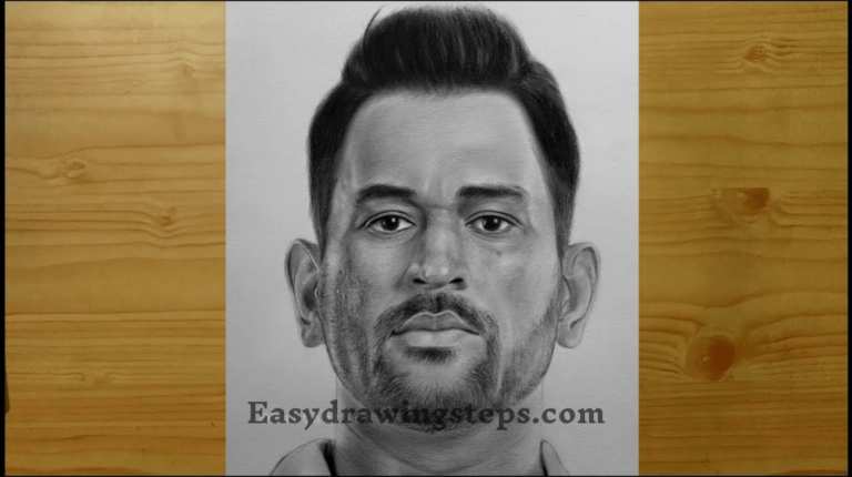 10 Easy Steps to Draw MS Dhoni Drawing - Easy Drawing