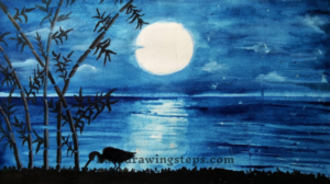 10 easy steps to draw Night Scenery Drawing - Easy Drawing