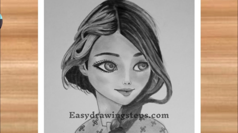 10 easy steps to draw Pencil Cute Girl Drawing - Easy Drawing