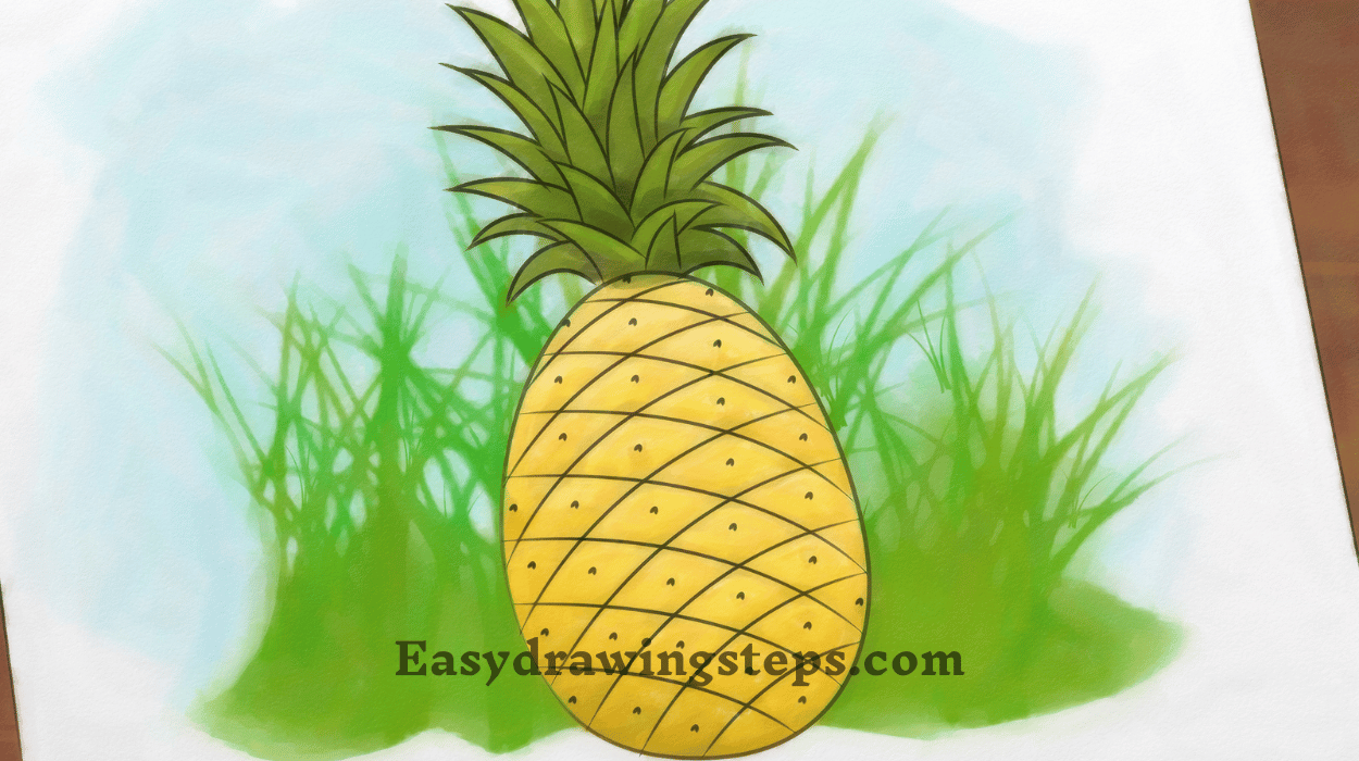 10 easy steps to draw Pineapple Drawing - Easy Drawing