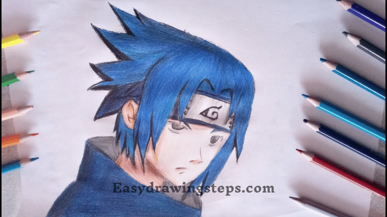 10 easy steps to draw Sasuke Uchiha Drawing - Easy Drawing