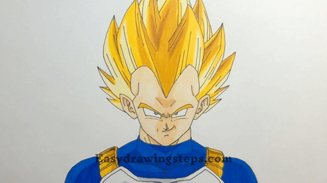 10 easy steps to draw Vegeta Drawing - Easy Drawing