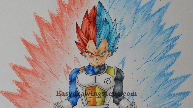 10 easy steps to draw Vegeta Drawing - Easy Drawing