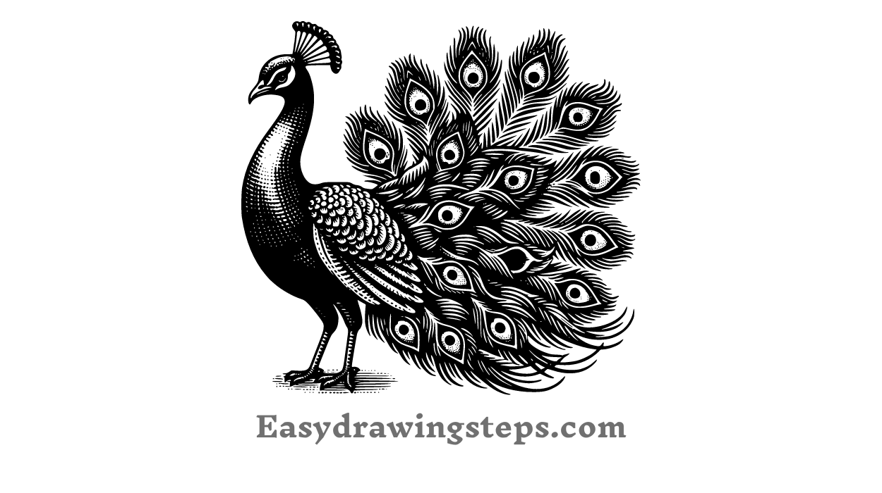 10 Steps to Draw Easy Beautiful Peacock Drawing - Easy Drawing