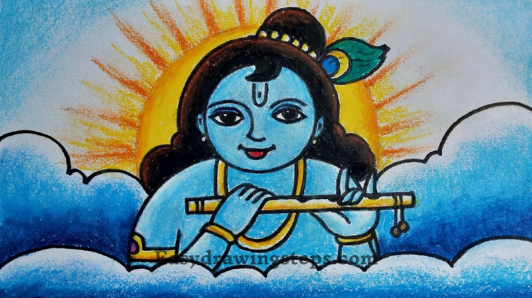 10 Steps to Draw Easy Cute Krishna Drawing - Easy Drawing