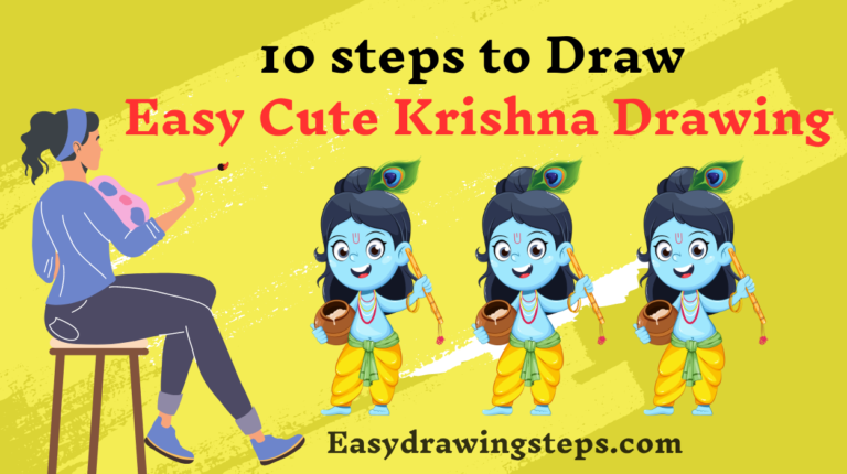 10 Steps to Draw Easy Cute Krishna Drawing - Easy Drawing