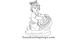10 Easy Steps to Draw Pencil Radha Krishna Drawing - Easy Drawing