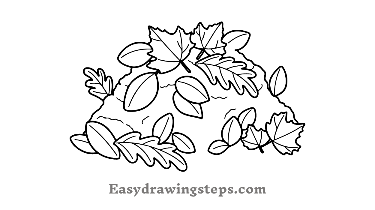 10 Easy Steps to Draw Fall Leaves Drawing - Easy Drawing