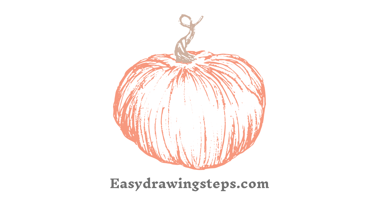 10 Easy Steps to Draw Fall Pumpkin Drawing - Easy Drawing