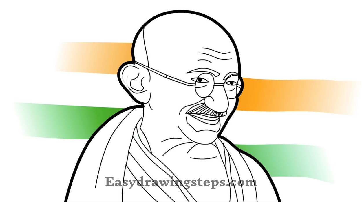 10 Easy Steps to Draw Gandhiji Drawing - Easy Drawing