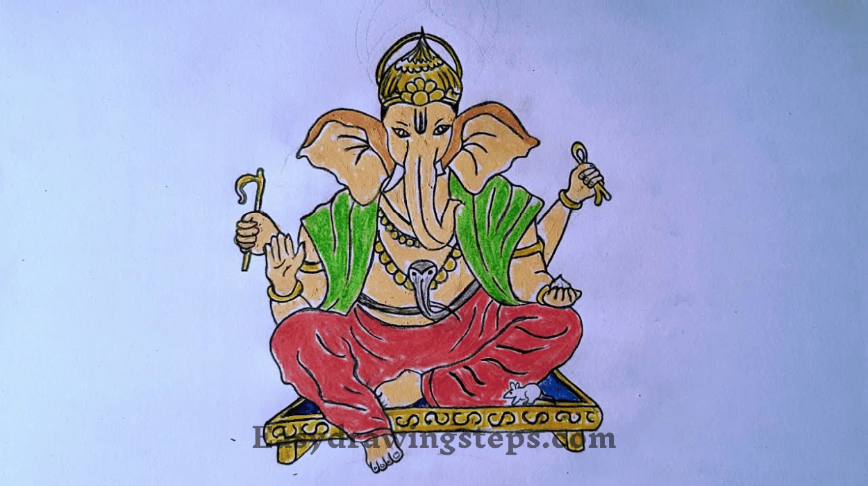 10 Easy Steps to Draw Ganpati Bappa Drawing - Easy Drawing