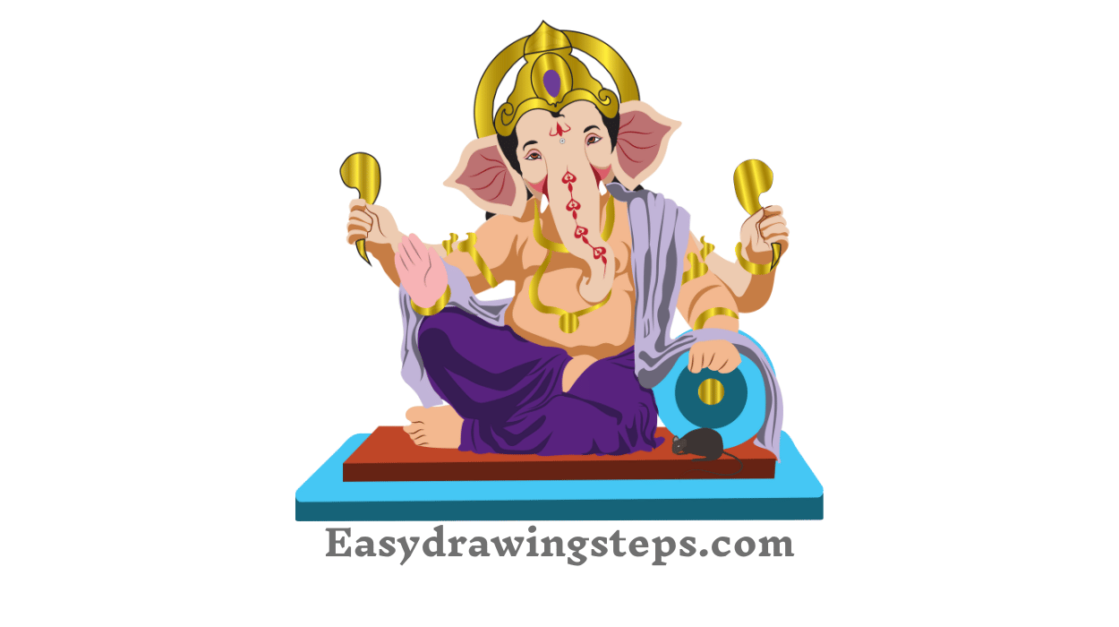 10 Easy Steps to Draw Ganpati Bappa Rangoli Simple - Easy Drawing