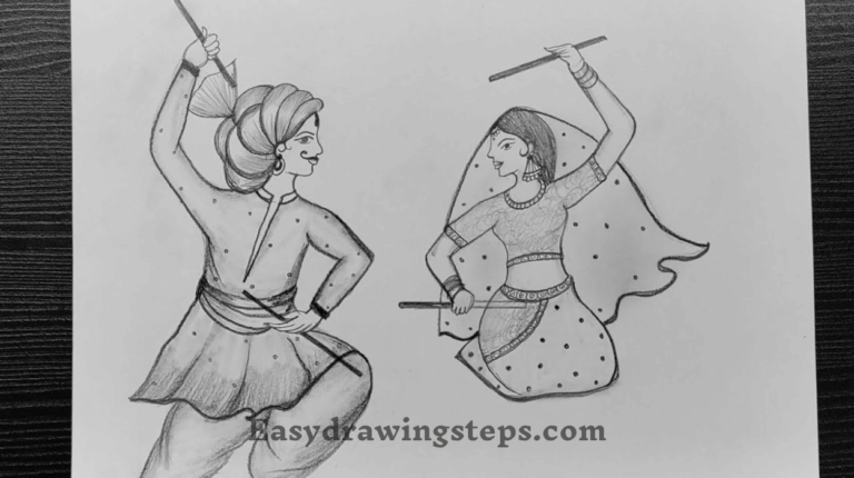 10 Easy Steps to Draw Garvi Gujarat Drawing - Easy Drawing