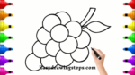 10 Easy Steps to Draw Grapes Drawing - Easy Drawing