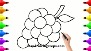 10 Easy Steps to Draw Grapes Drawing - Easy Drawing