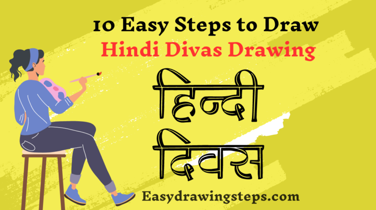 10 Easy Steps to Draw Hindi Divas Drawing - Easy Drawing