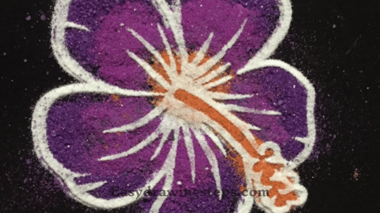 10 Easy Steps to Draw Jaswand Rangoli - Easy Drawing