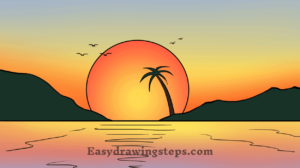10 Easy Steps to Draw Sunset Drawing - Easy Drawing