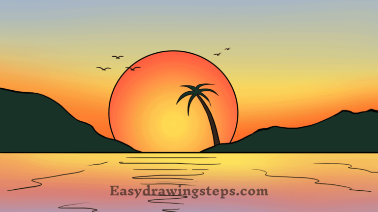 10 Easy Steps to Draw Sunset Drawing - Easy Drawing