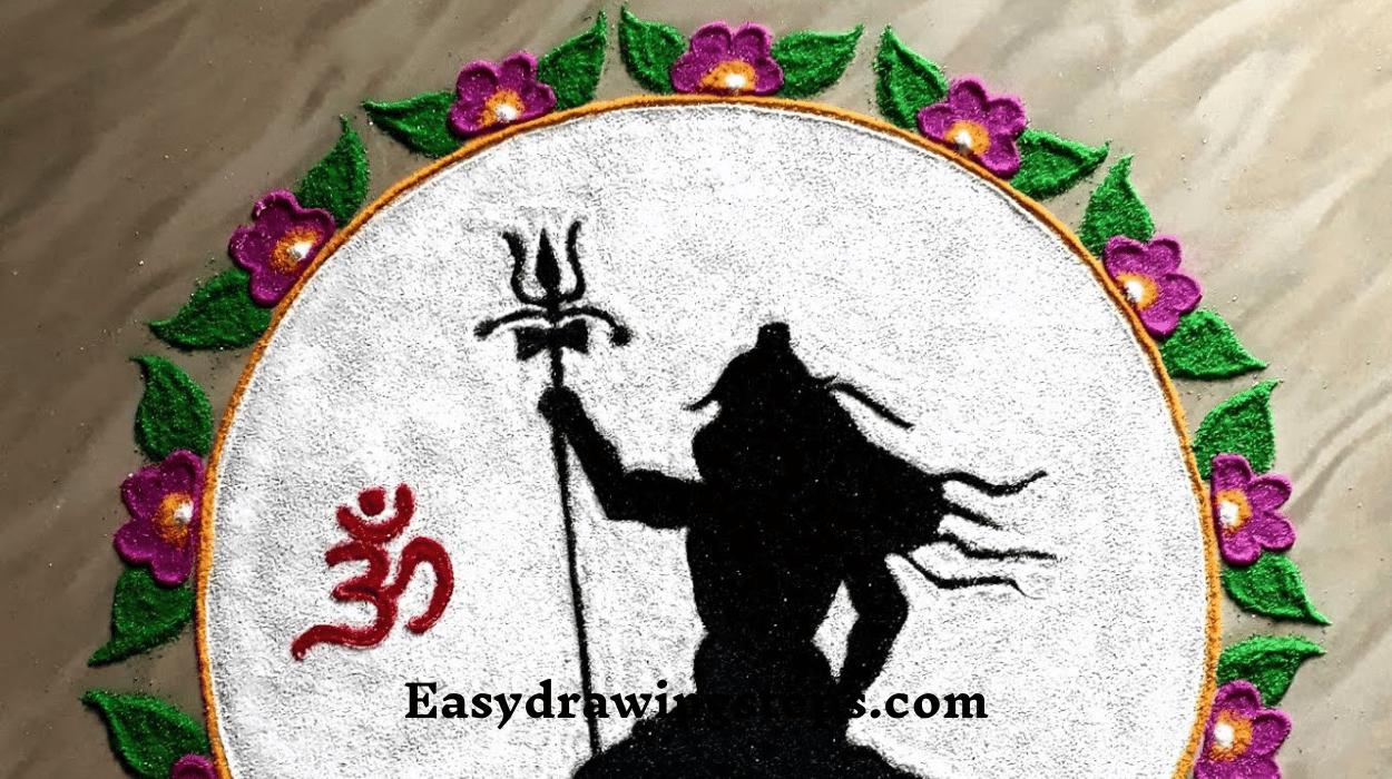 10 Easy Steps to Draw Mahadev Rangoli Simple - Easy Drawing