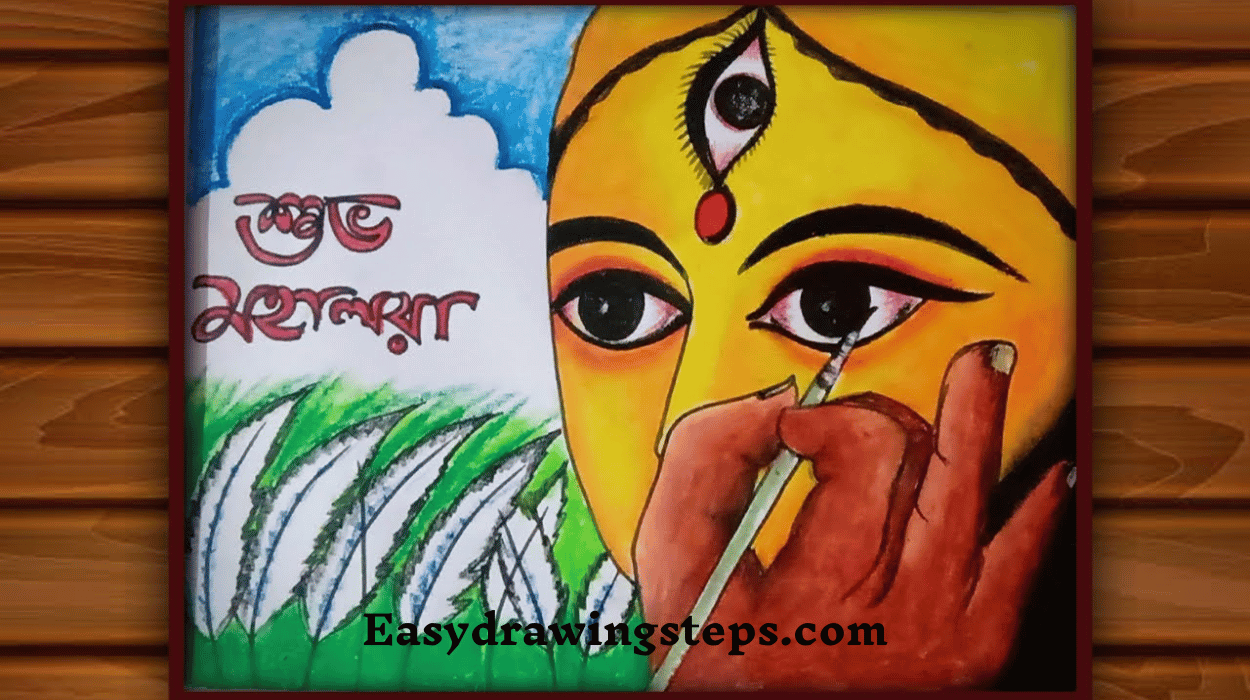 10 Easy Steps to Draw Mahalaya Drawing - Easy Drawing