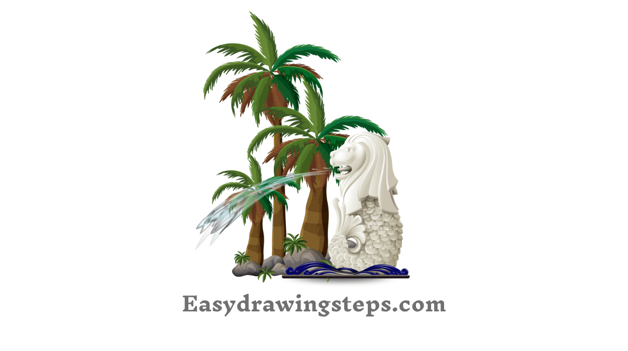 10 Easy Steps to Draw Merlion Drawing - Easy Drawing