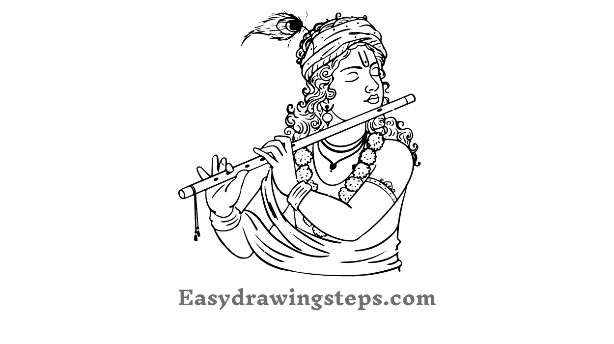 10 Easy Steps to Draw Pencil Krishna Drawing - Easy Drawing