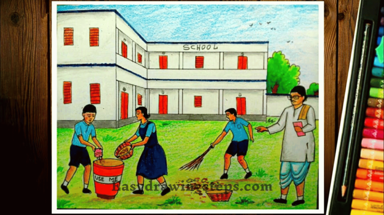 10 Easy Steps to Draw School Competition Swachh Bharat Drawing - Easy ...