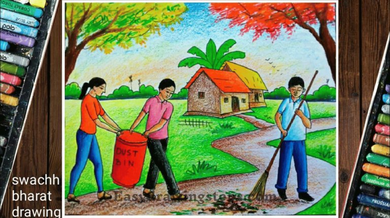 10 Easy Steps to Draw School Competition Swachh Bharat Drawing - Easy ...