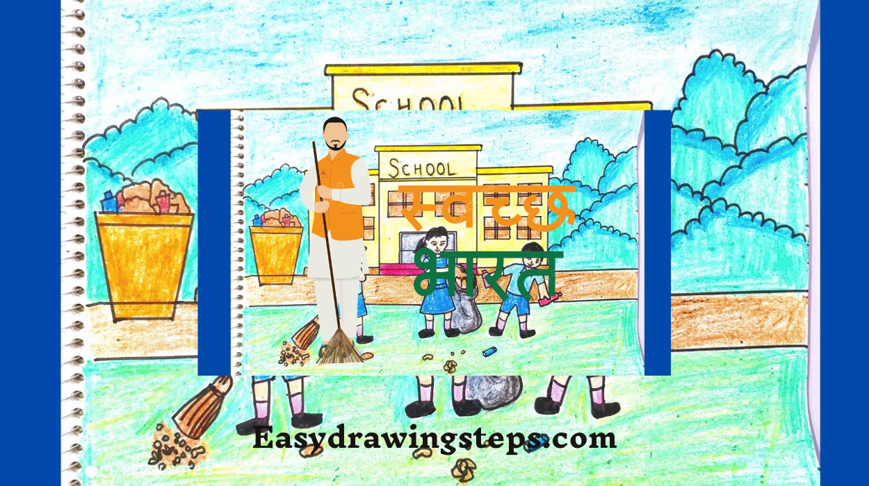10 Easy Steps To Draw School Competition Swachh Bharat Drawing Easy