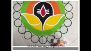10 Easy Steps to Draw Shravan Somvar Rangoli - Easy Drawing