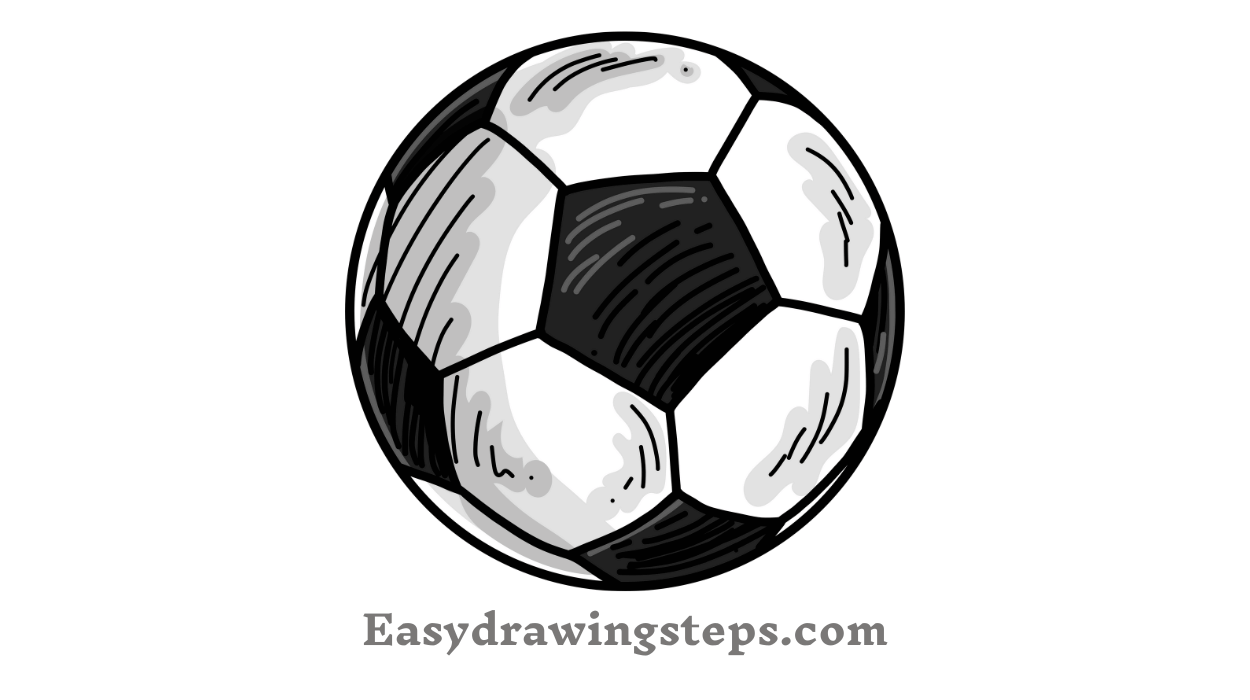 10 Easy Steps to Draw Soccer Ball Drawing - Easy Drawing
