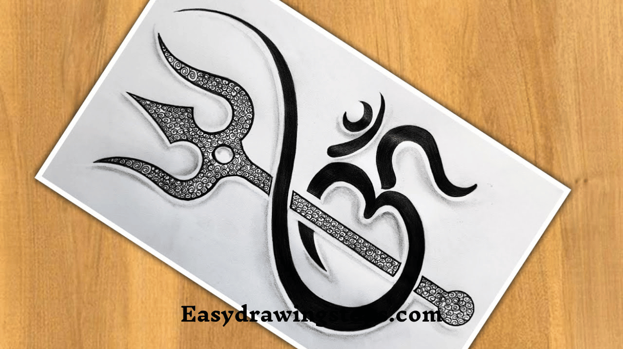 10 Easy Steps to Draw Trishul Drawing - Easy Drawing