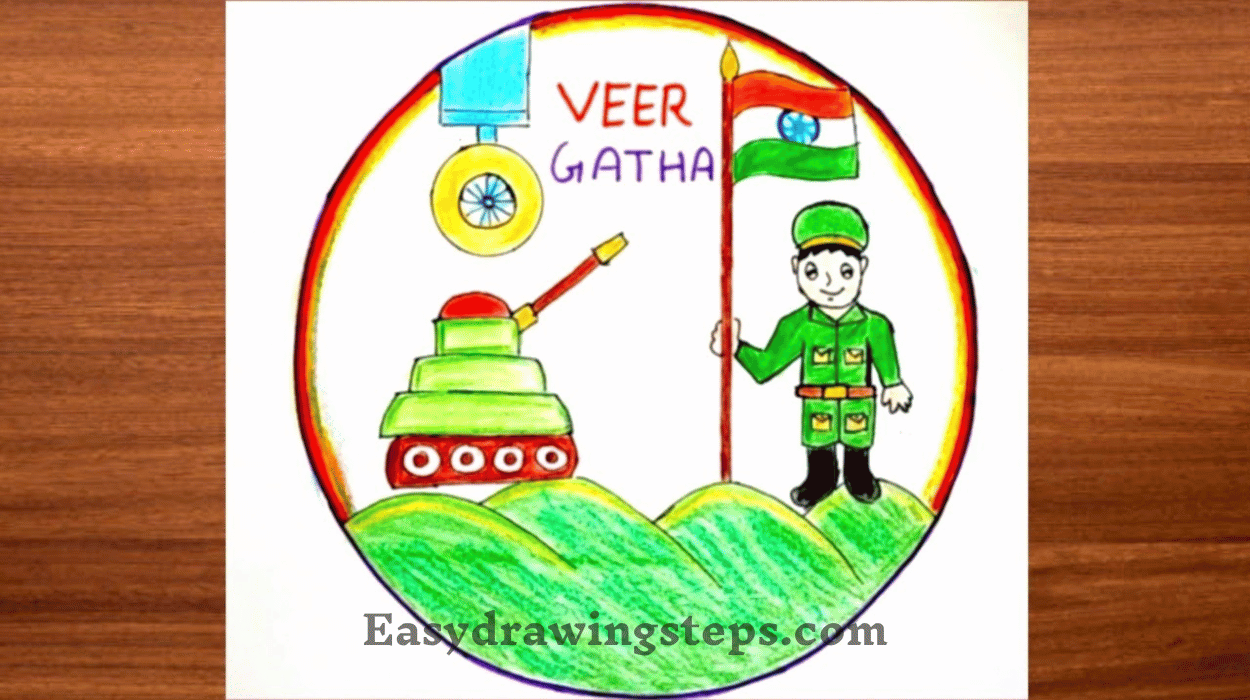 10 Easy Steps to Draw Veer Gatha Drawing - Easy Drawing