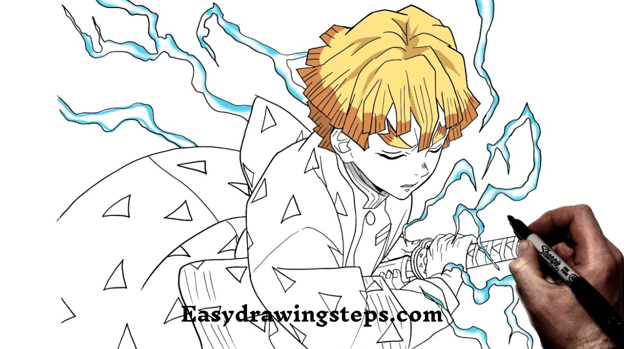 10 Easy Steps to Draw Zenitsu Drawing - Easy Drawing